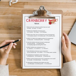 Cranberry Trivia, Printable Thanksgiving Trivia Game, Trivia Questions ...