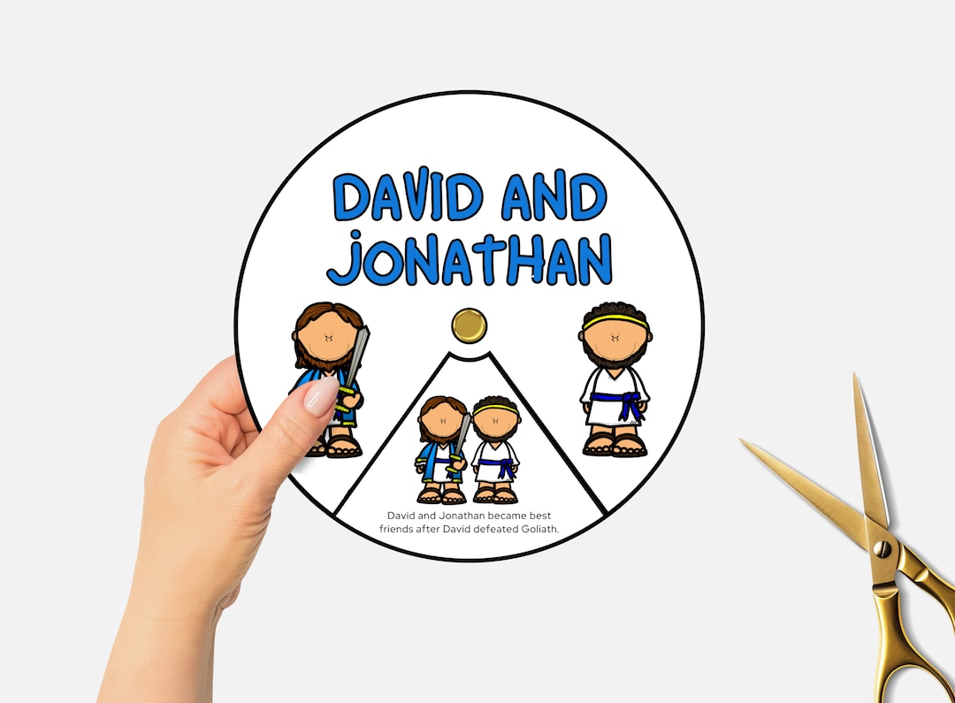David and Jonathan, Printable Bible Coloring Wheel, Sunday School Craft ...