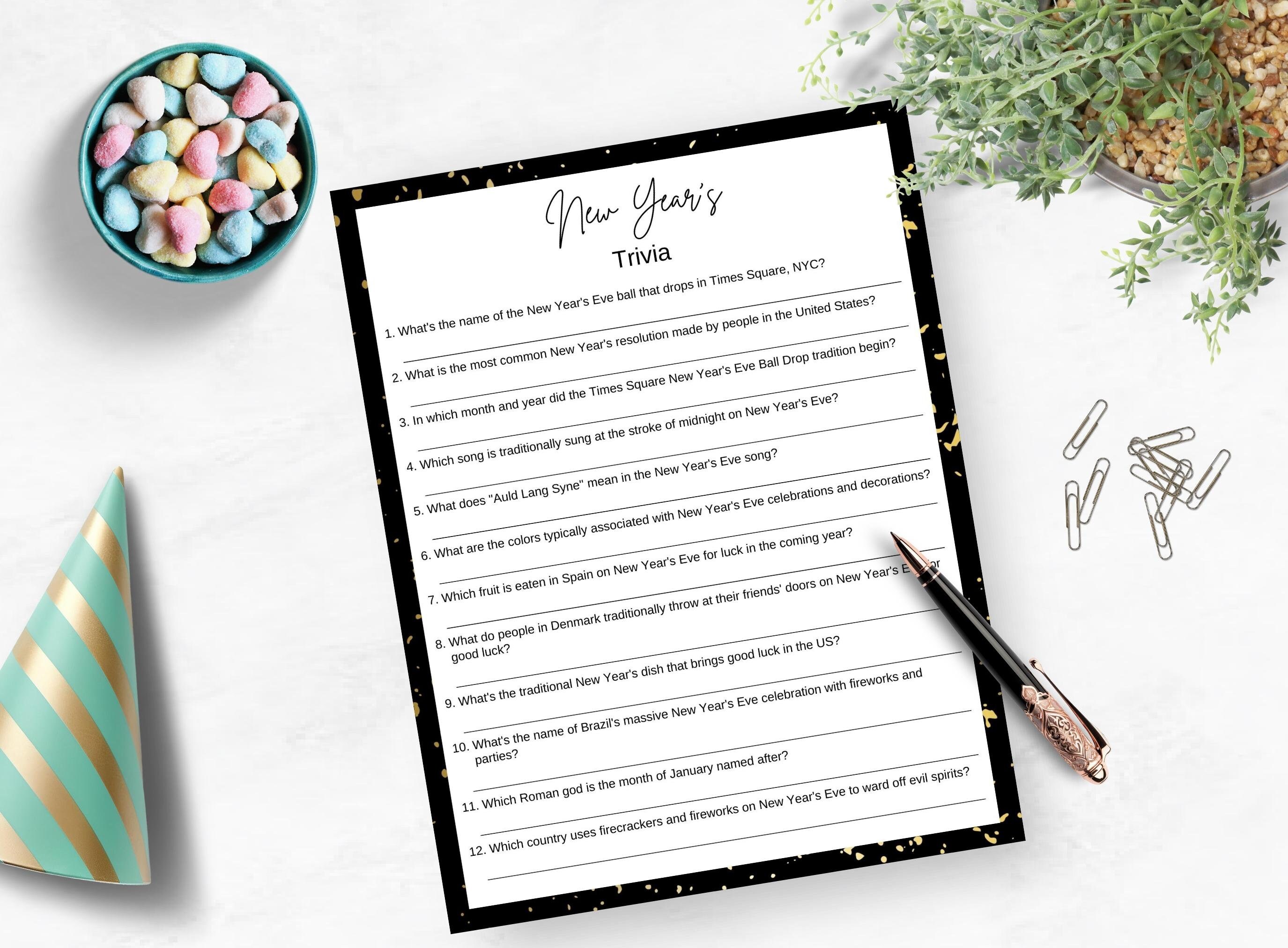 2024 New Year's Trivia, New Year's Eve Idea, Fun Family Game Night ...