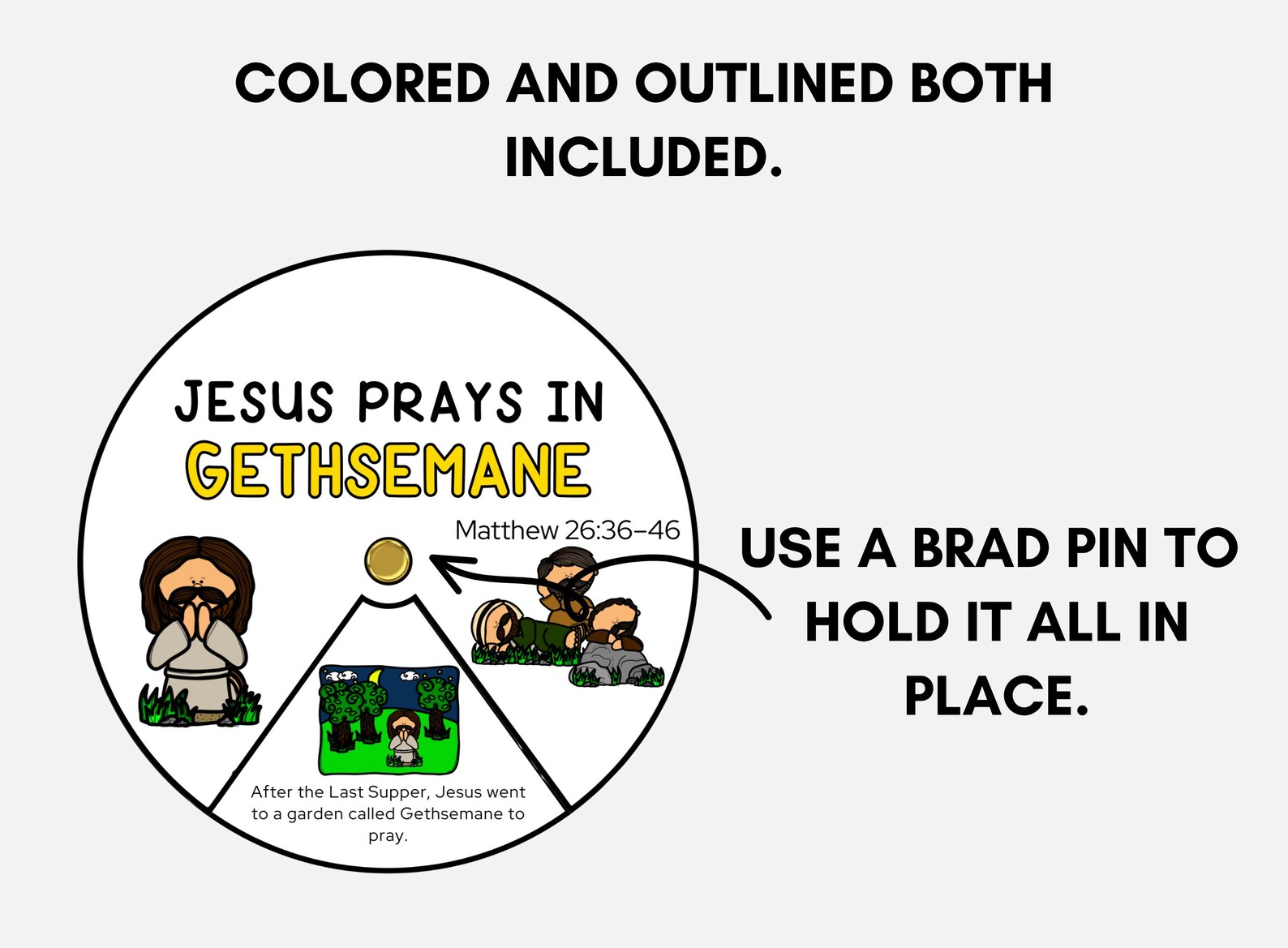 Jesus Prays in Gethsemane, Printable Last Supper Coloring Wheel, Sunday ...