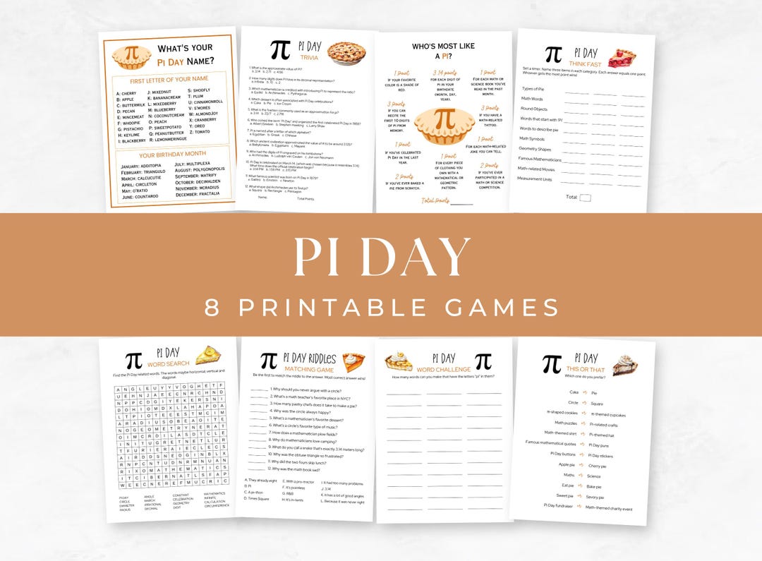 8 Printable Pi Day Games, Fun Pi Day Activities for Kids and Adults, Pi ...
