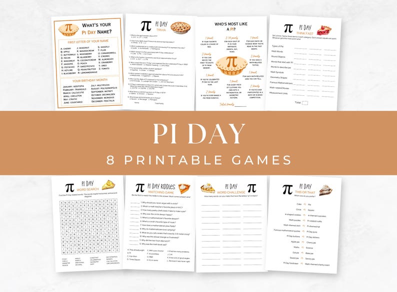 8 Printable Pi Day Games, Fun Pi Day Activities for Kids and Adults, Pi ...