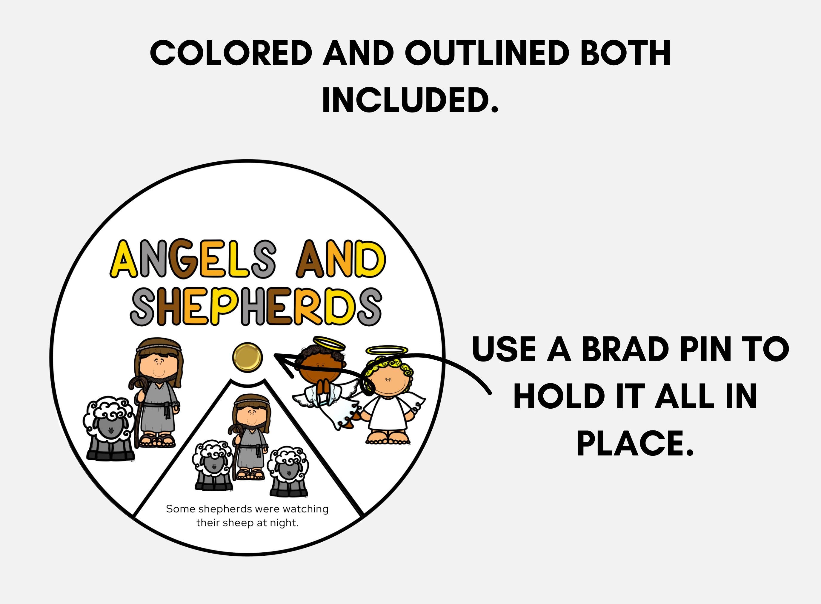 Angels and Shepherds, Printable Nativity Coloring Wheel, Advent Sunday ...