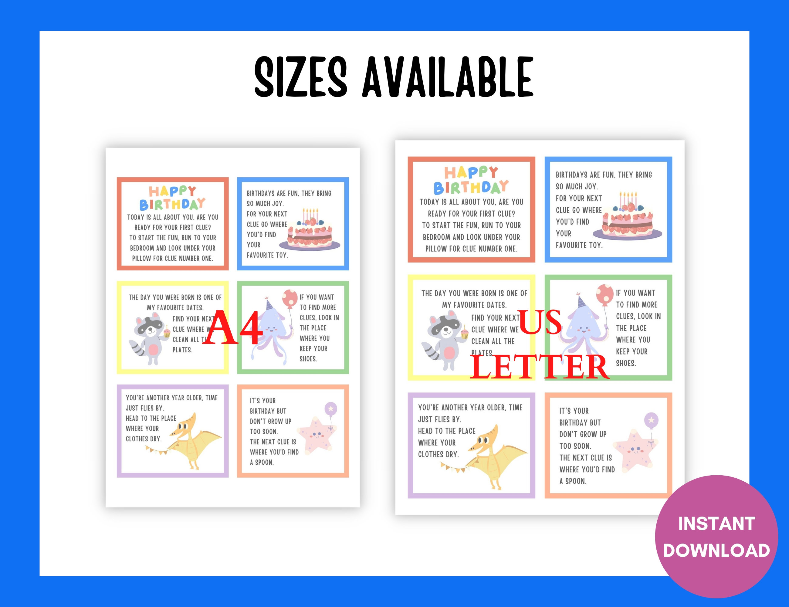 Birthday Scavenger Hunt for Kids, Birthday Treasure Hunt, Indoor ...