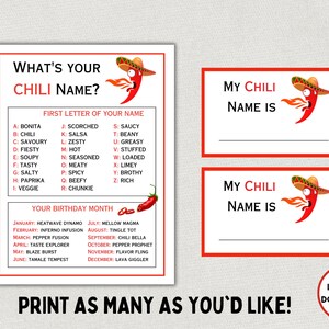 Whats Your Chili Name, Chili Name Game, Chili Cookoff, Mexican Fiesta ...