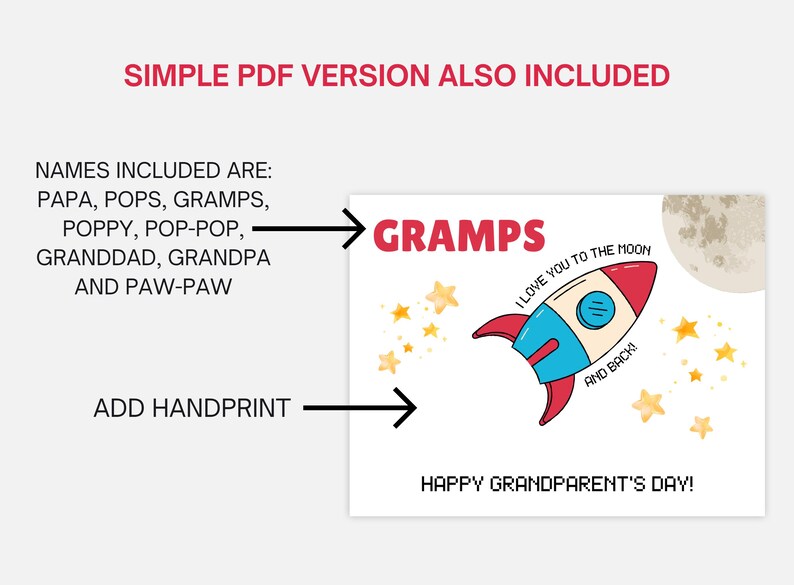 Grandpa Handprint Art, Grandparents Day Craft, Printable Gift From ...