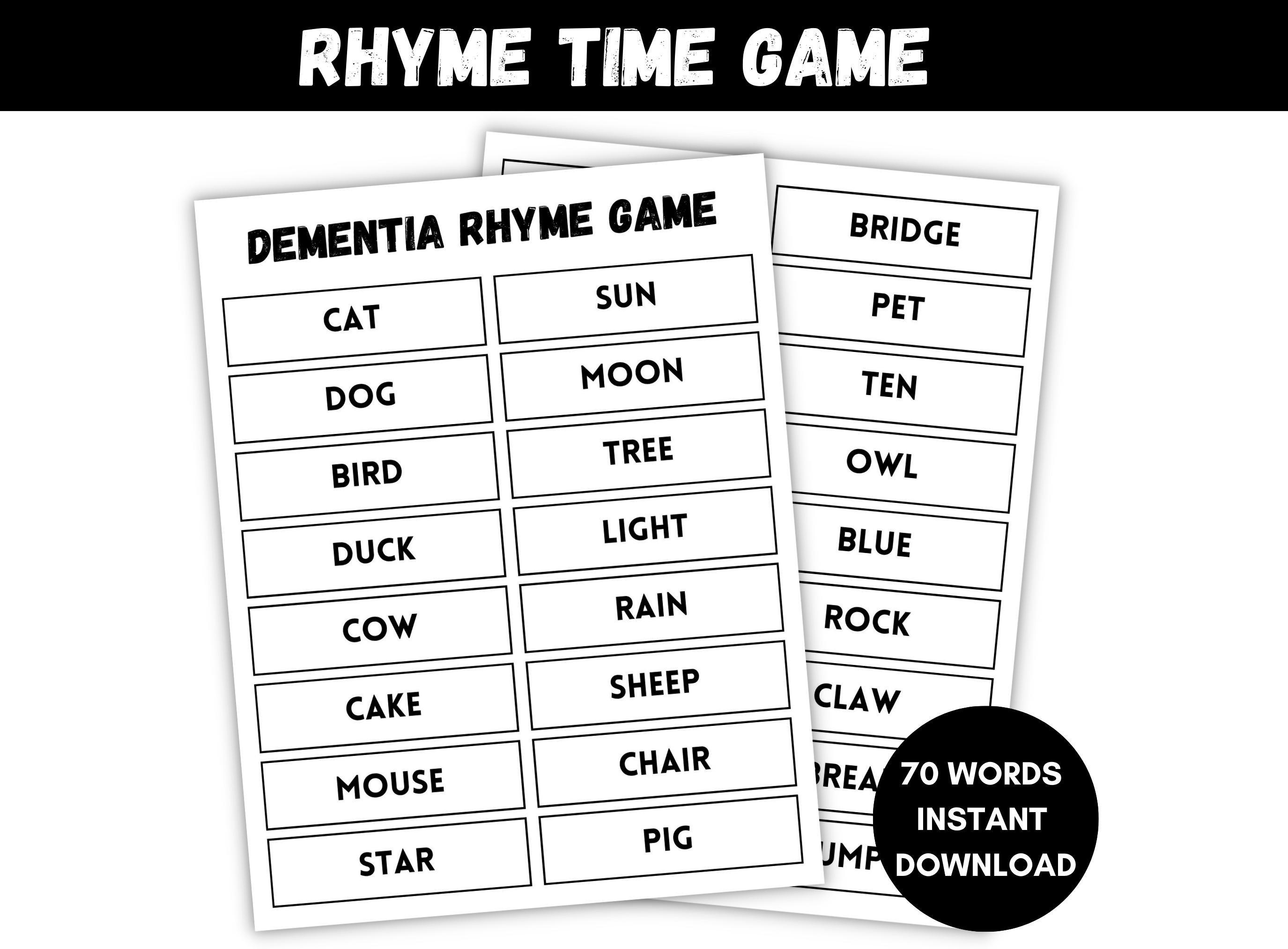 Dementia Rhyme Time Game, Memory Game, Alzheimers Activities, Dementia ...
