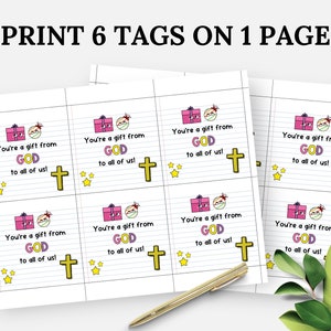 Sunday School Teacher Gift Tag, Printable Bible Study Religious Tags ...