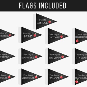 First Day of School Pennant Flags, Printable Back to School Flags, 1st ...