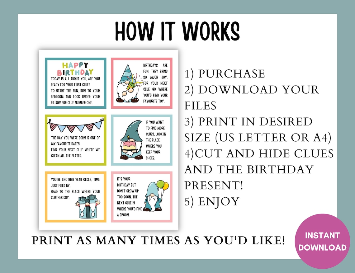 Birthday Scavenger Hunt for Kids Birthday Treasure Hunt - Etsy