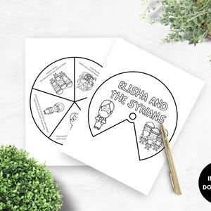 Elisha and the Syrians, Printable Bible Lesson Coloring Wheel, Sunday ...