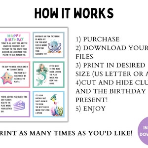 Mermaid Birthday Scavenger Hunt for Kids, Indoor Treasure Hunt Clues ...