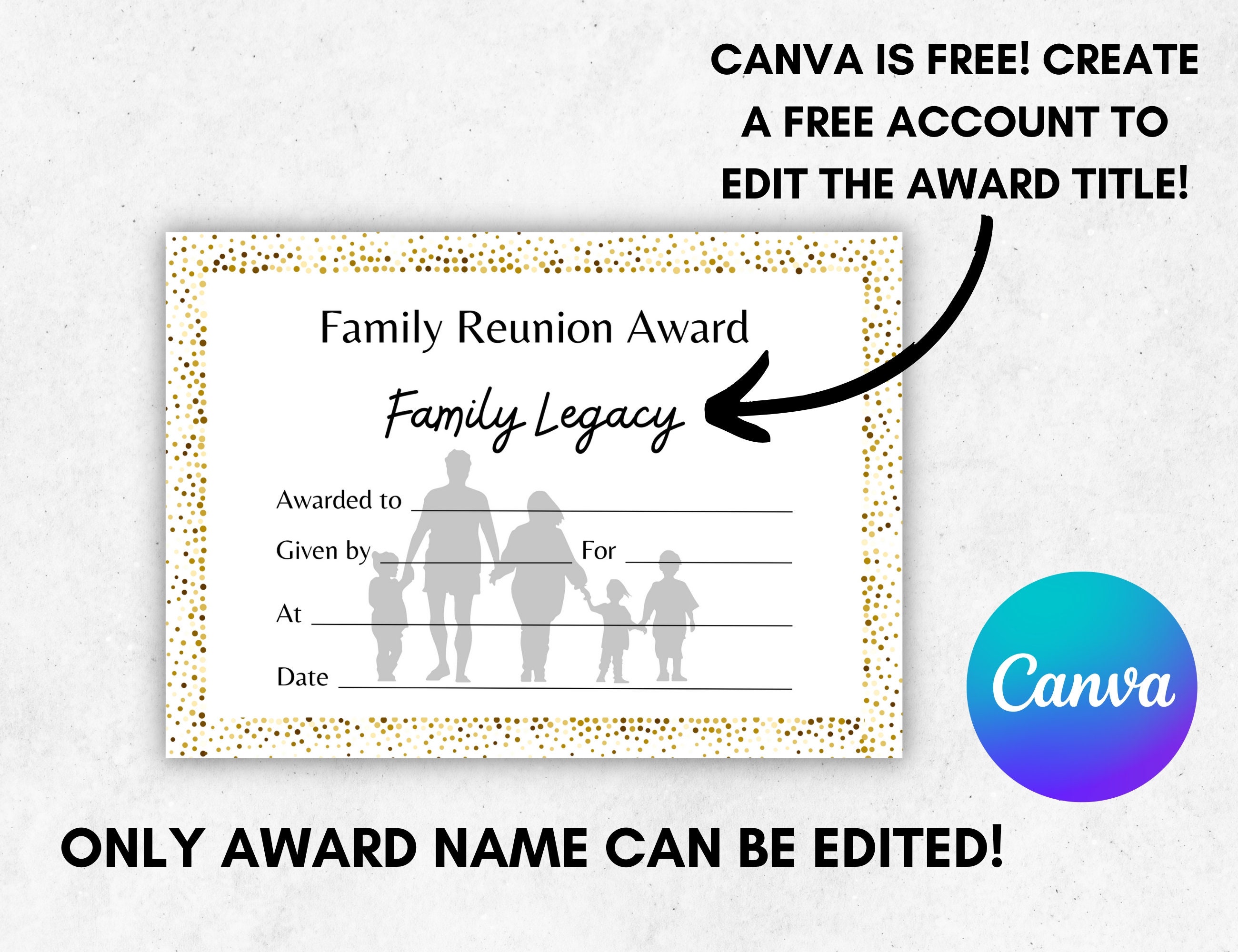 Family Reunion Awards Printable Bundle-60 Awards Editable - Etsy Australia