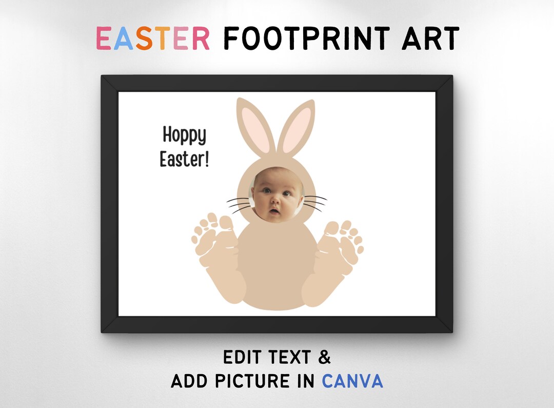 Easter Bunny Footprint Art, Hoppy Easter Craft, First Easter Printable ...