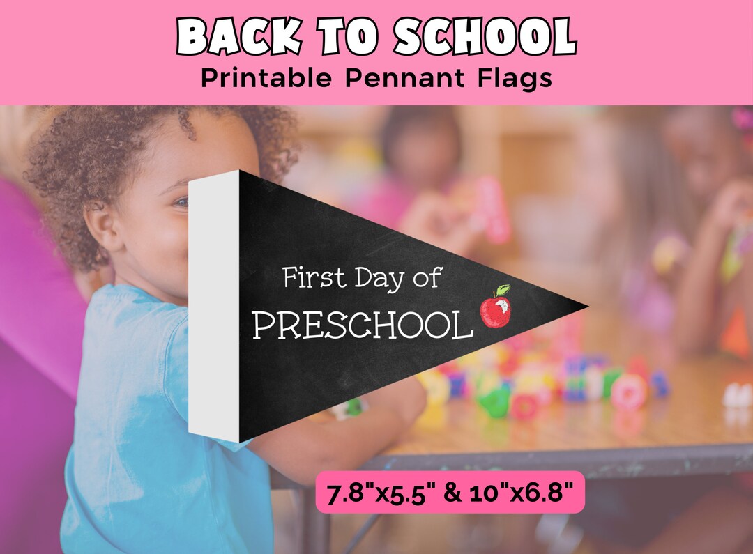 First Day of School Pennant Flags, Printable Back to School Flags, 1st ...