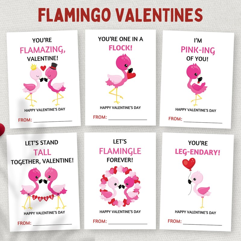 Flamingo Valentines - Etsy