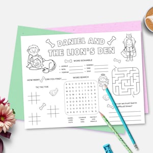 Daniel in the Lion's Den, Printable Kids Bible Activity Placemat ...