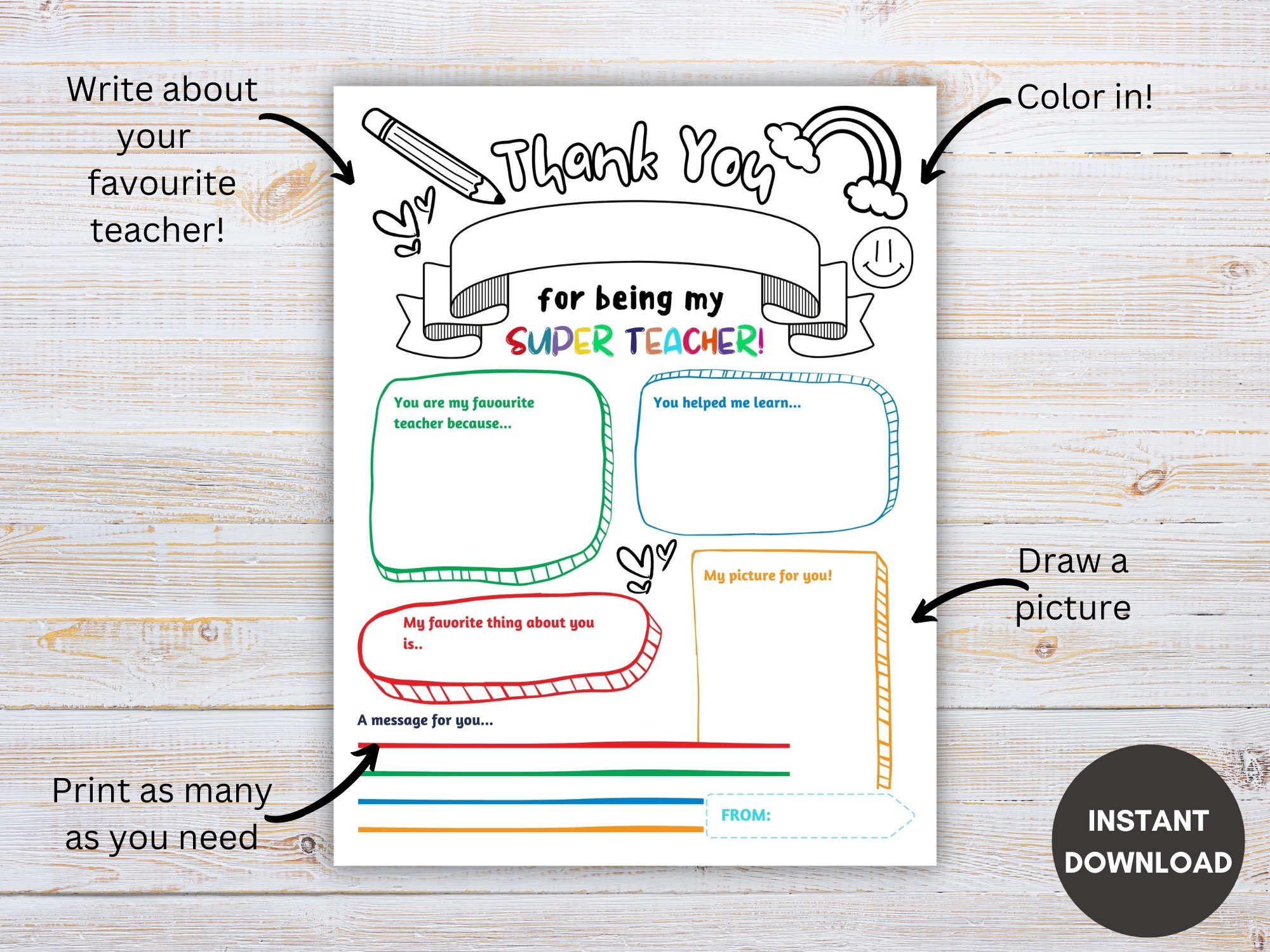 Teacher Appreciation Printable, Teacher Appreciation Week, Thank You ...