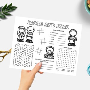 Jacob and Esau Bible Placemat, Printable Bible Lesson for Sunday School ...