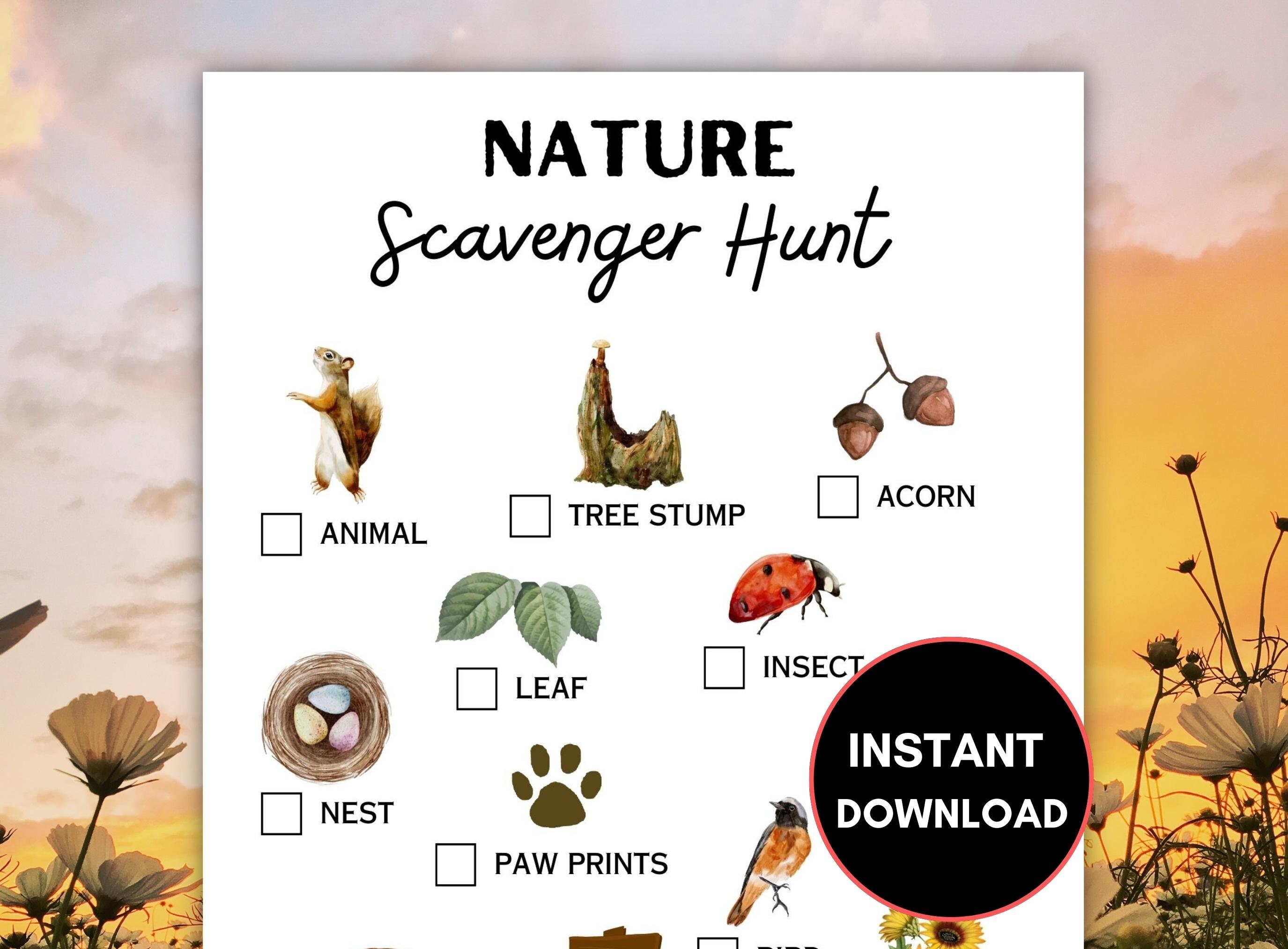 Nature Scavenger Hunt, Camping Games, Outdoor Kids Scavenger Hunt, Yard ...