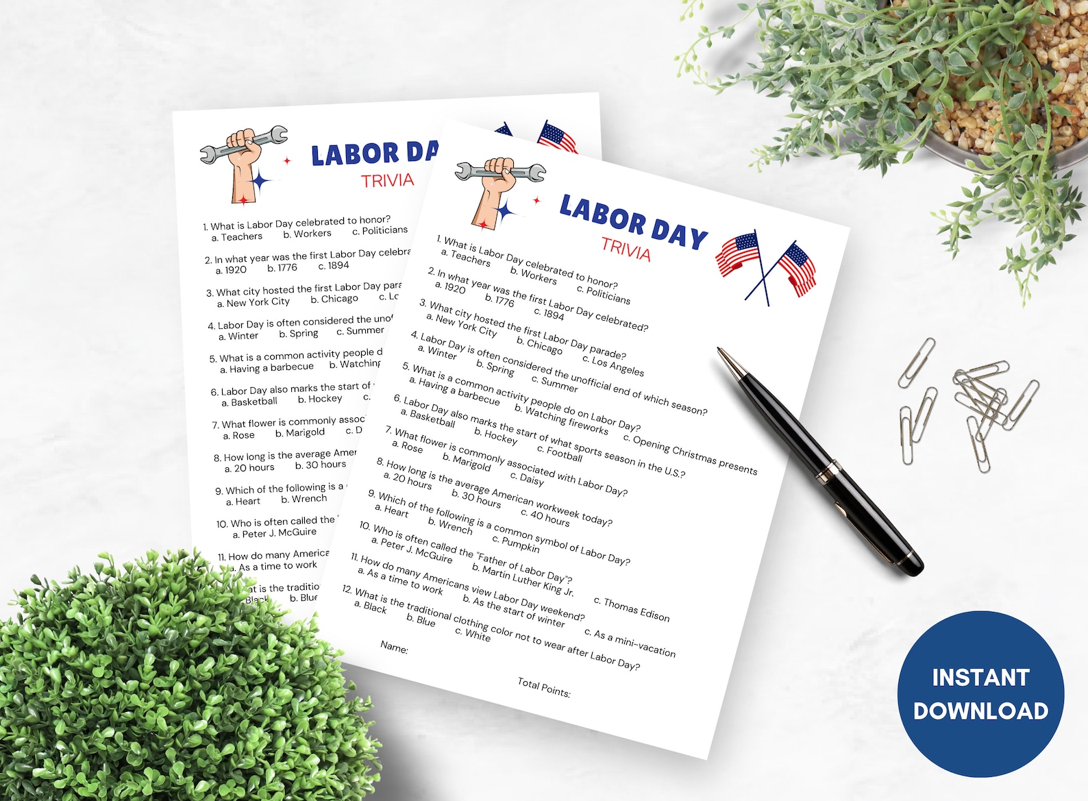 Labor Day Trivia, Fun Printable Labor Day Game for Kids and Adults ...