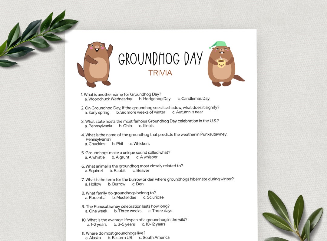 Groundhog Day Trivia, Fun Groundhog Party Game for Kids and Adults ...