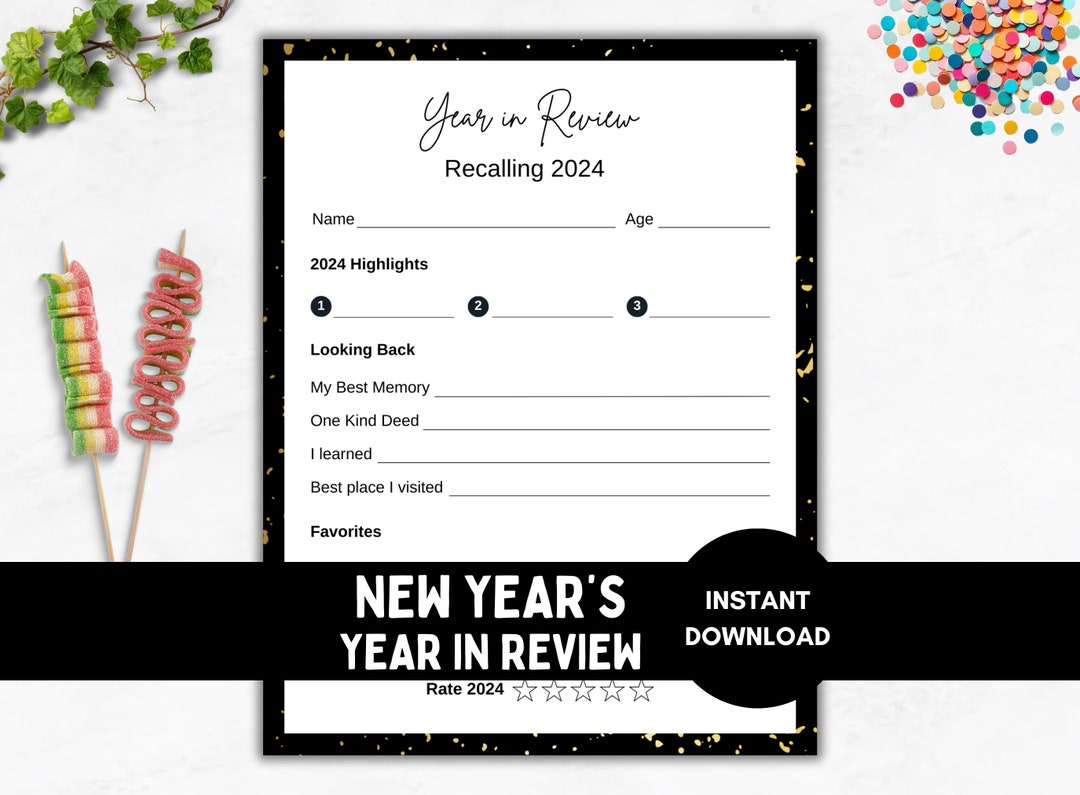 Printable 2024 Year in Review, New Year's Eve Idea, Family Activity ...
