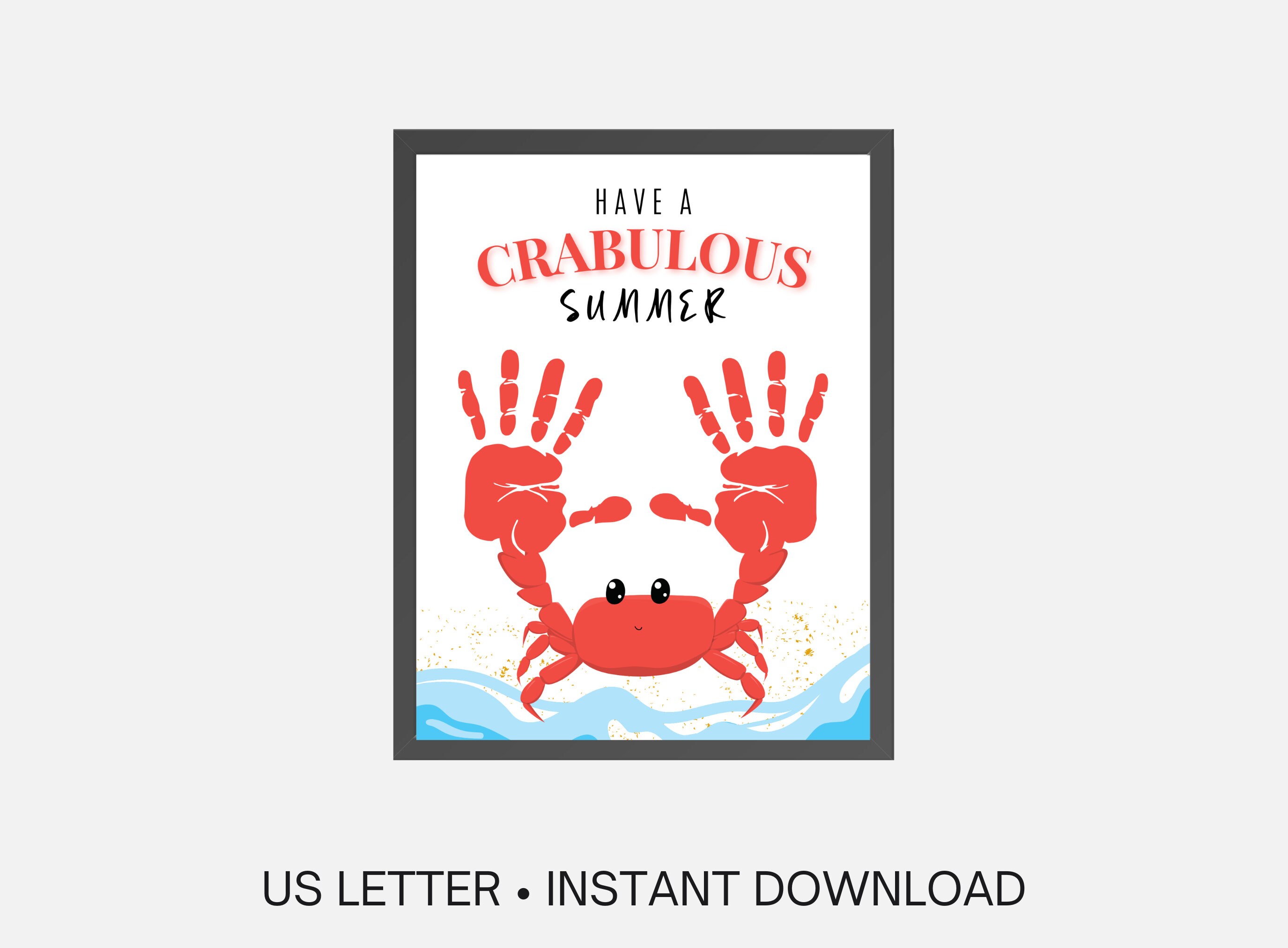 Summer Handprint Art, Printable Baby Footprint Craft, Toddler Keepsake ...