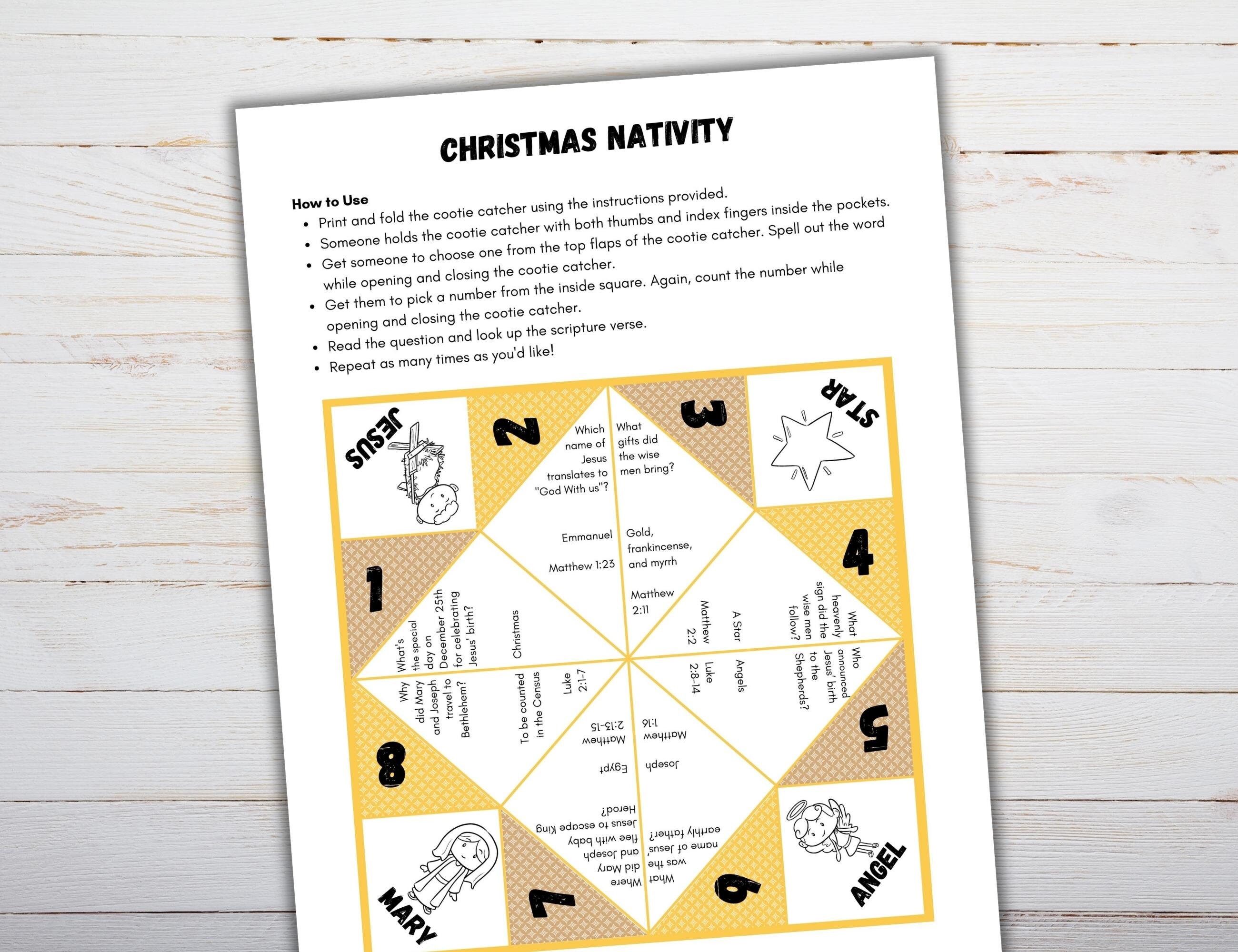 Christmas Nativity Bible Story Activity, Sunday School Craft, Birth of ...