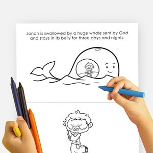 Jonah and the Whale, Printable Mini Bible Book, Sunday School Craft ...