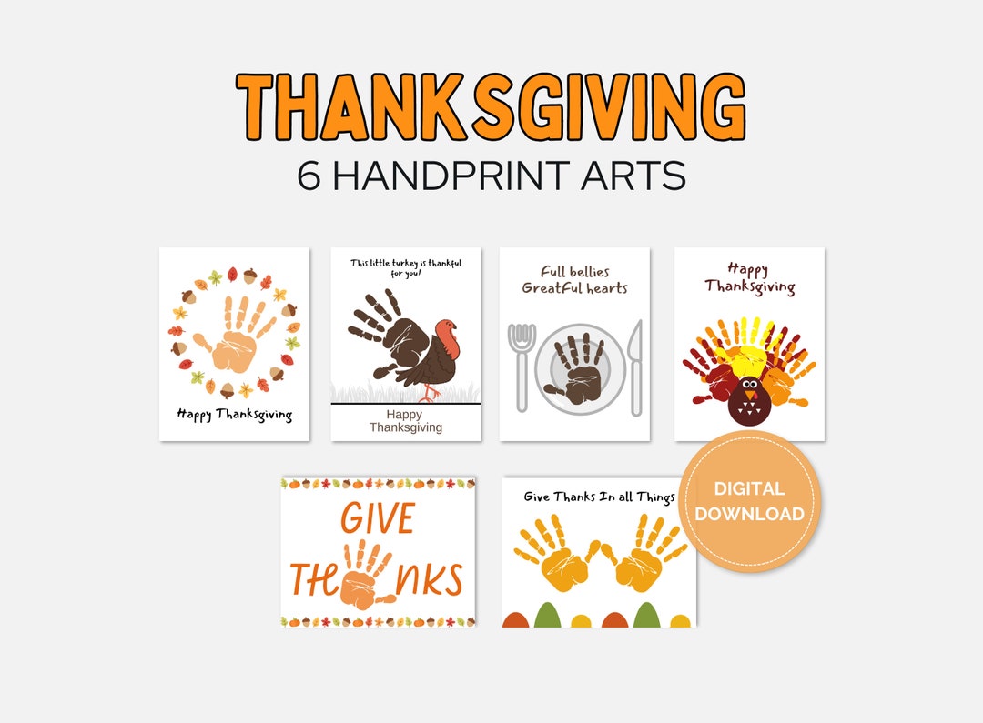 Thanksgiving Handprint Art, Printable Turkey Handprint Craft, Kids ...