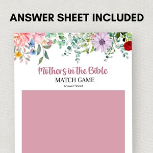 Mothers in the Bible, Biblical Match Game, Printable Mother's Day Game ...