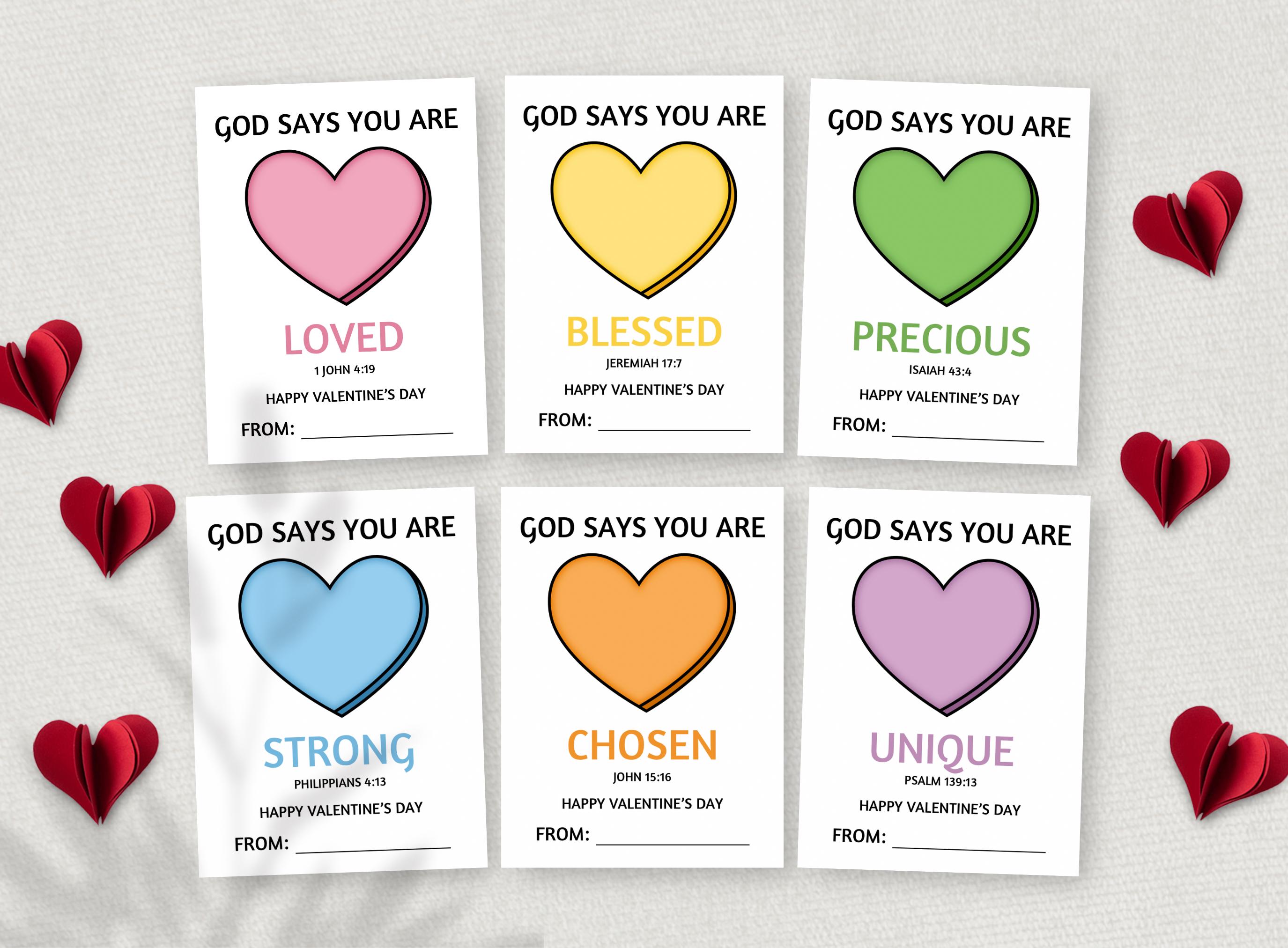 God Says You Are, Printable Christian Valentines, Classroom Valentines ...