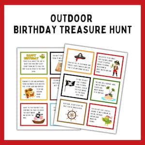 Pirate Birthday Treasure Hunt for Kids, Outdoor Scavenger Hunt Clues ...