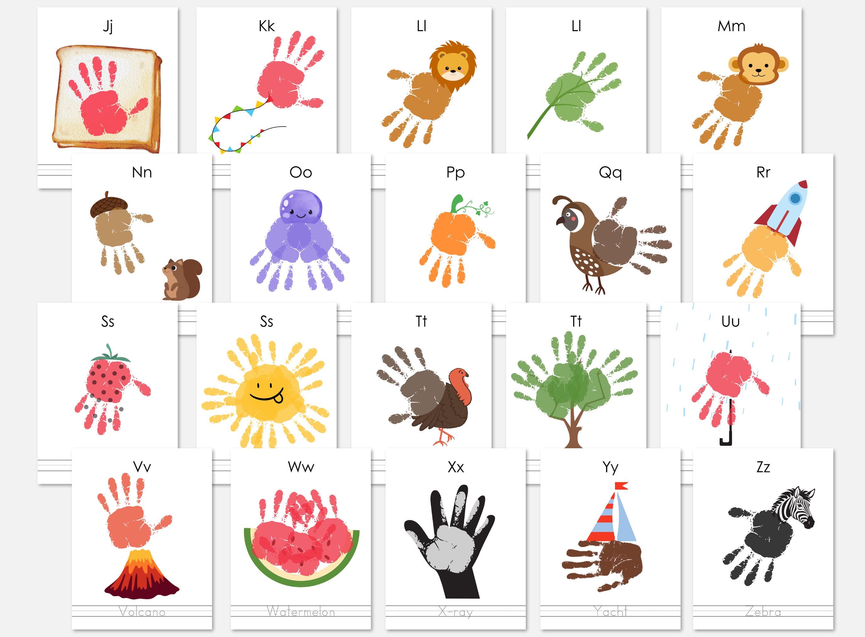 A to Z Alphabet Handprint Craft, Preschool Alphabet Handprint Art ...