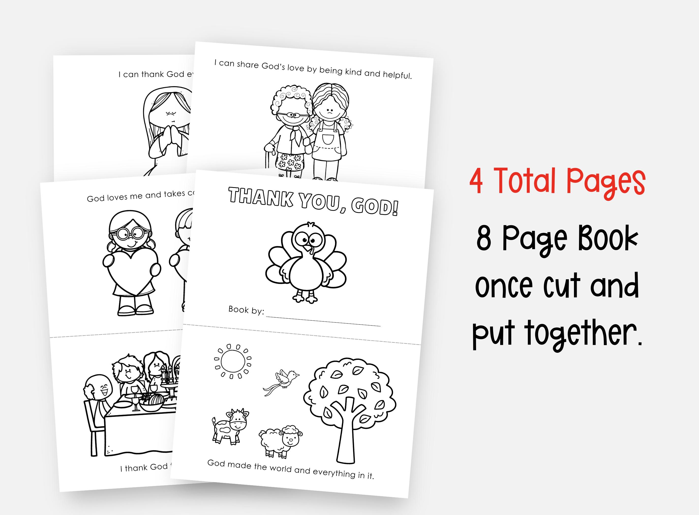 Thanksgiving Bible Lesson, Mini Coloring Book, Christian Thanksgiving ...