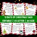 Editable 12 Days of Christmas Printable Tags, 12 Days of Christmas Gift ...