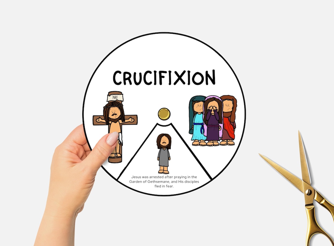 Crucifixion of Jesus, Printable Bible Coloring Wheel, Sunday School ...
