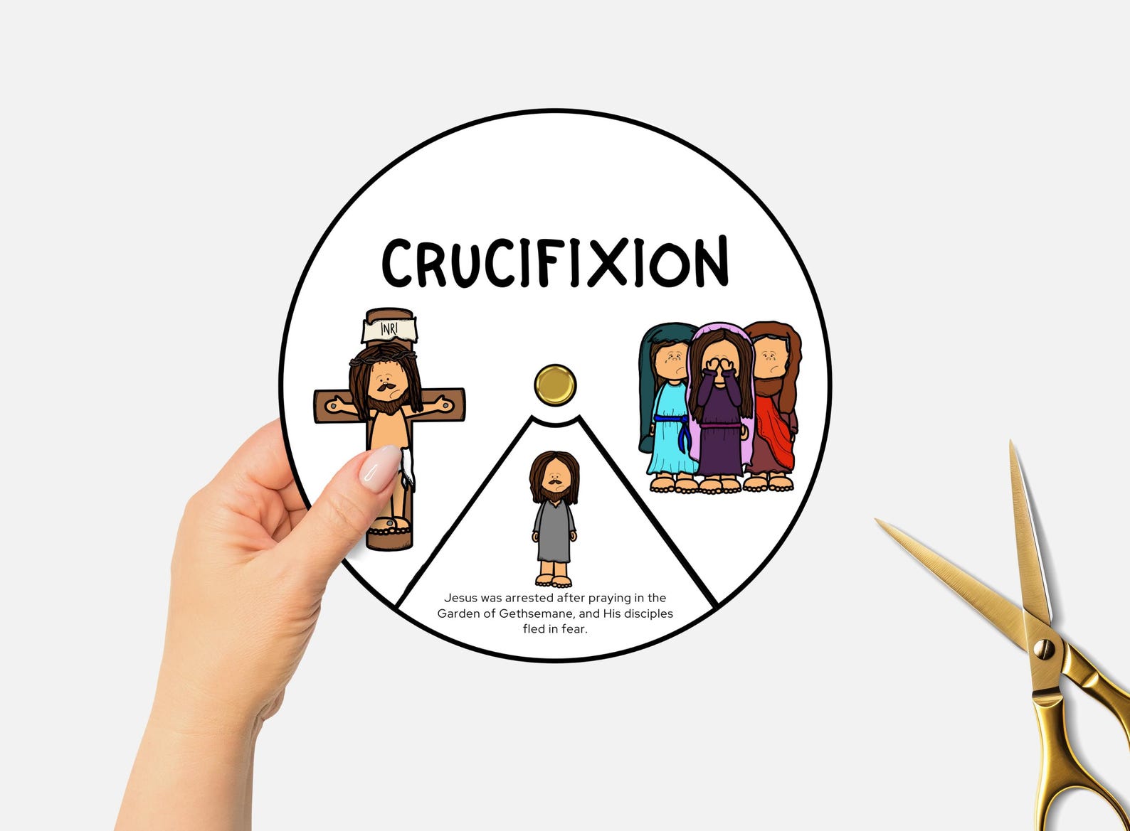 Crucifixion of Jesus, Printable Bible Coloring Wheel, Sunday School ...
