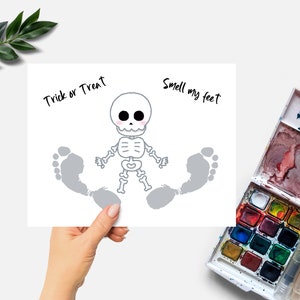 Halloween Handprint Art, Skeleton Printable Baby Handprint Craft ...