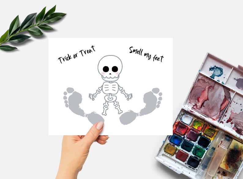 Halloween Handprint Art, Skeleton Printable Baby Handprint Craft ...