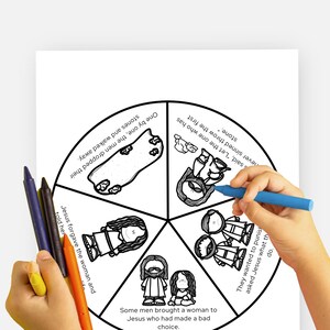 Casting the First Stone, Printable Bible Lesson Coloring Wheel, Sunday ...