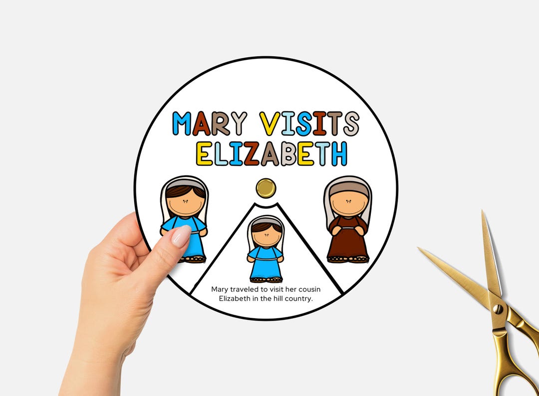 Mary Visits Elizabeth, Printable Nativity Lesson Coloring Wheel, Advent ...