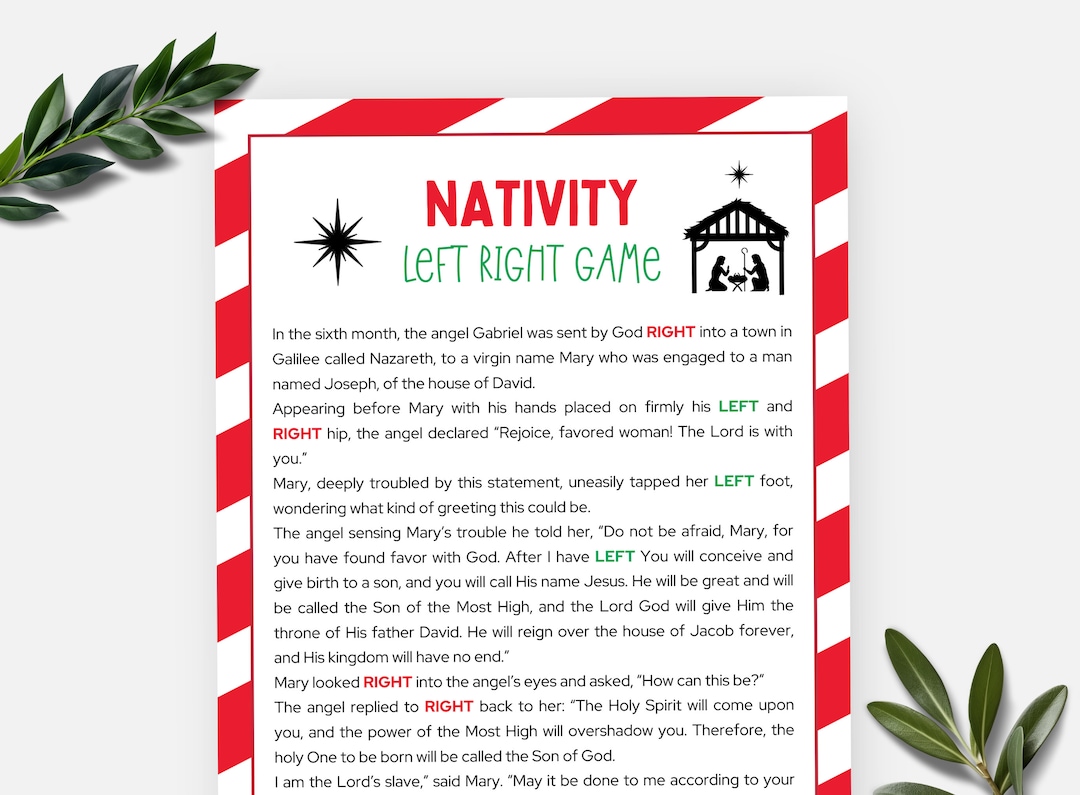 Nativity Left Right Game, Printable Youth Group Game, Christian ...