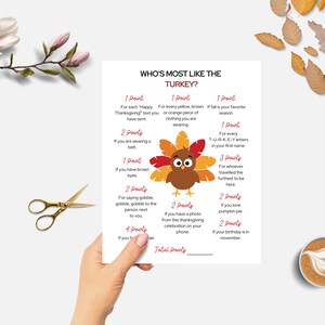 Whos Most Like the Turkey, Fun Printable Thanksgiving Game, Classroom ...