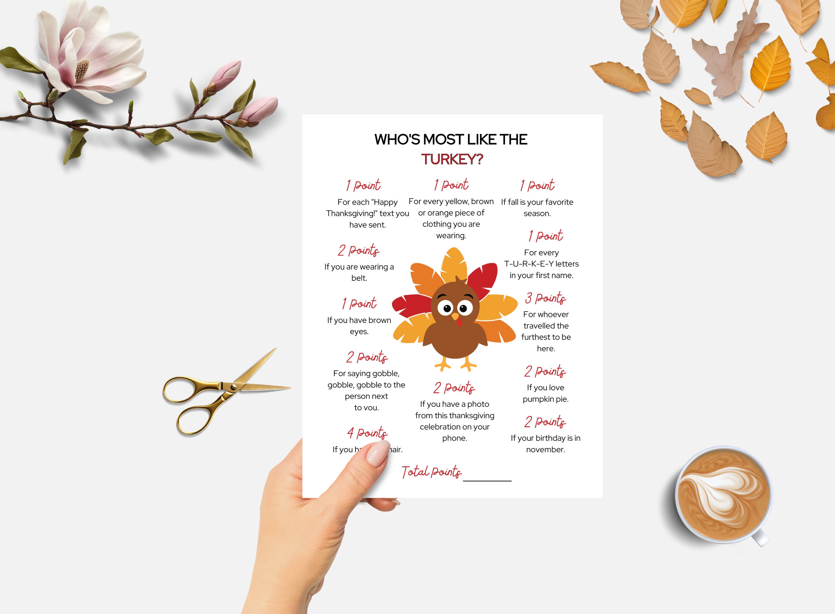 Whos Most Like the Turkey, Fun Printable Thanksgiving Game, Classroom ...