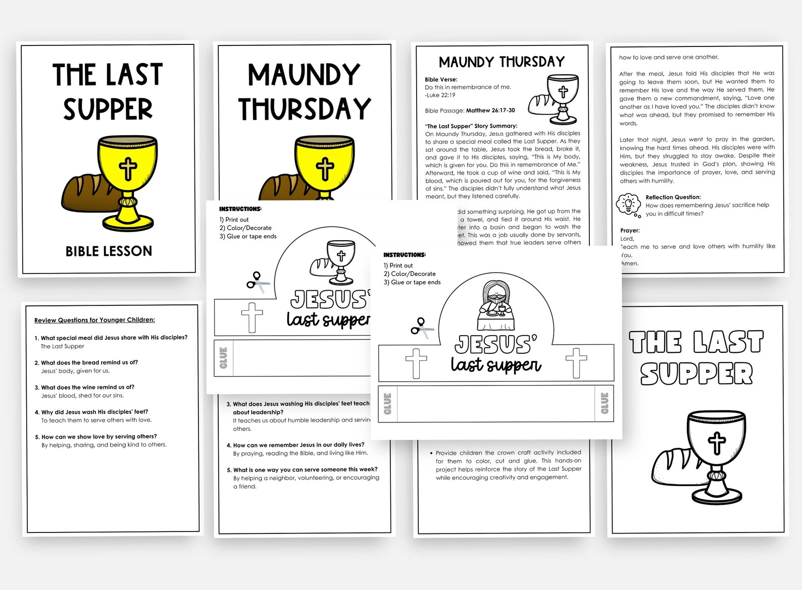The Last Supper Bible Lesson, Maundy Thursday Holy Week Printable ...