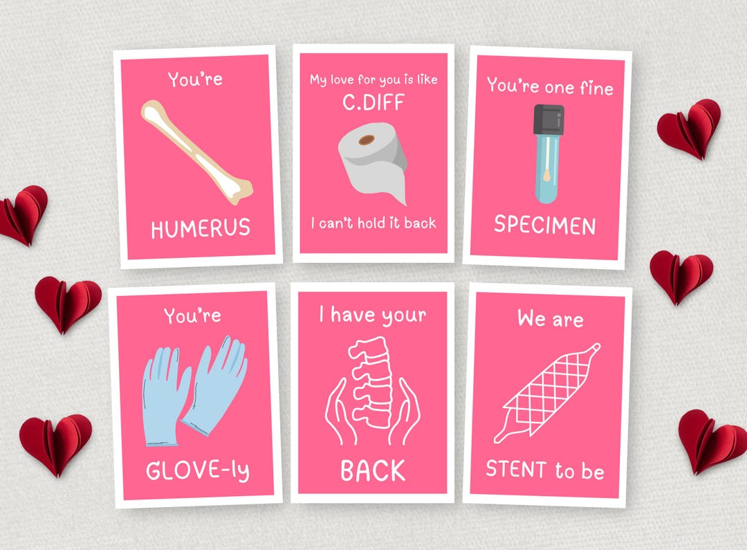 Medical Valentines, Printable Nurse Valentine Gift Tags, Funny ...