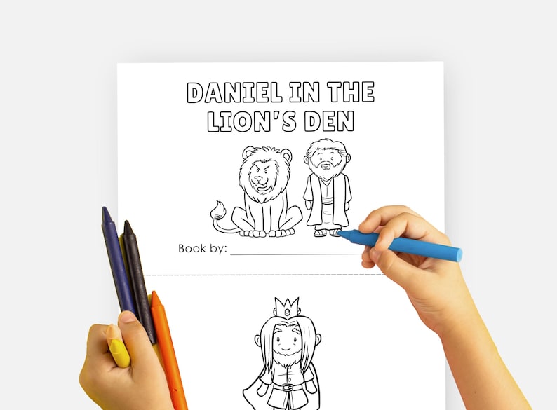 Daniel and the Lions Den, Printable Mini Bible Book, Sunday School ...