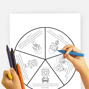 Wise King Solomon and Two Mothers, Printable Bible Lesson Coloring ...